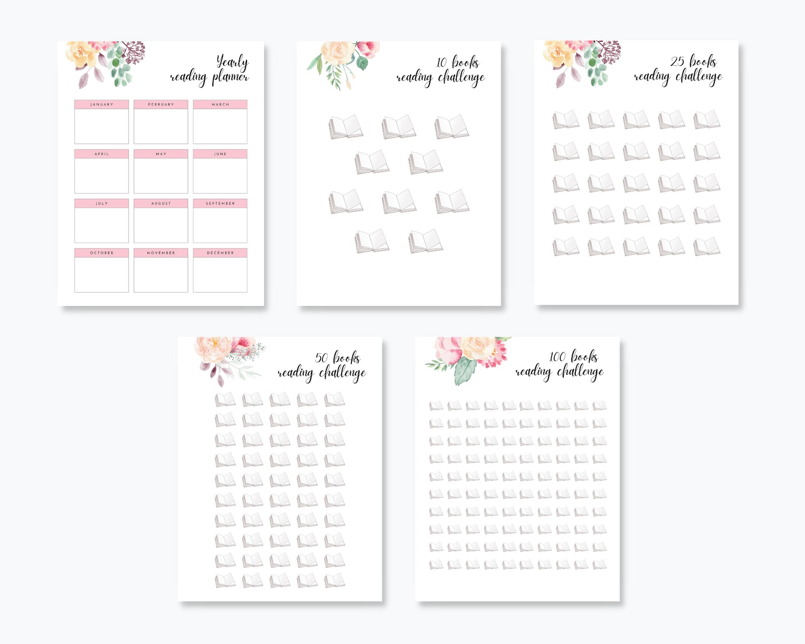 Printable Reading Journal Flowers - Etsy