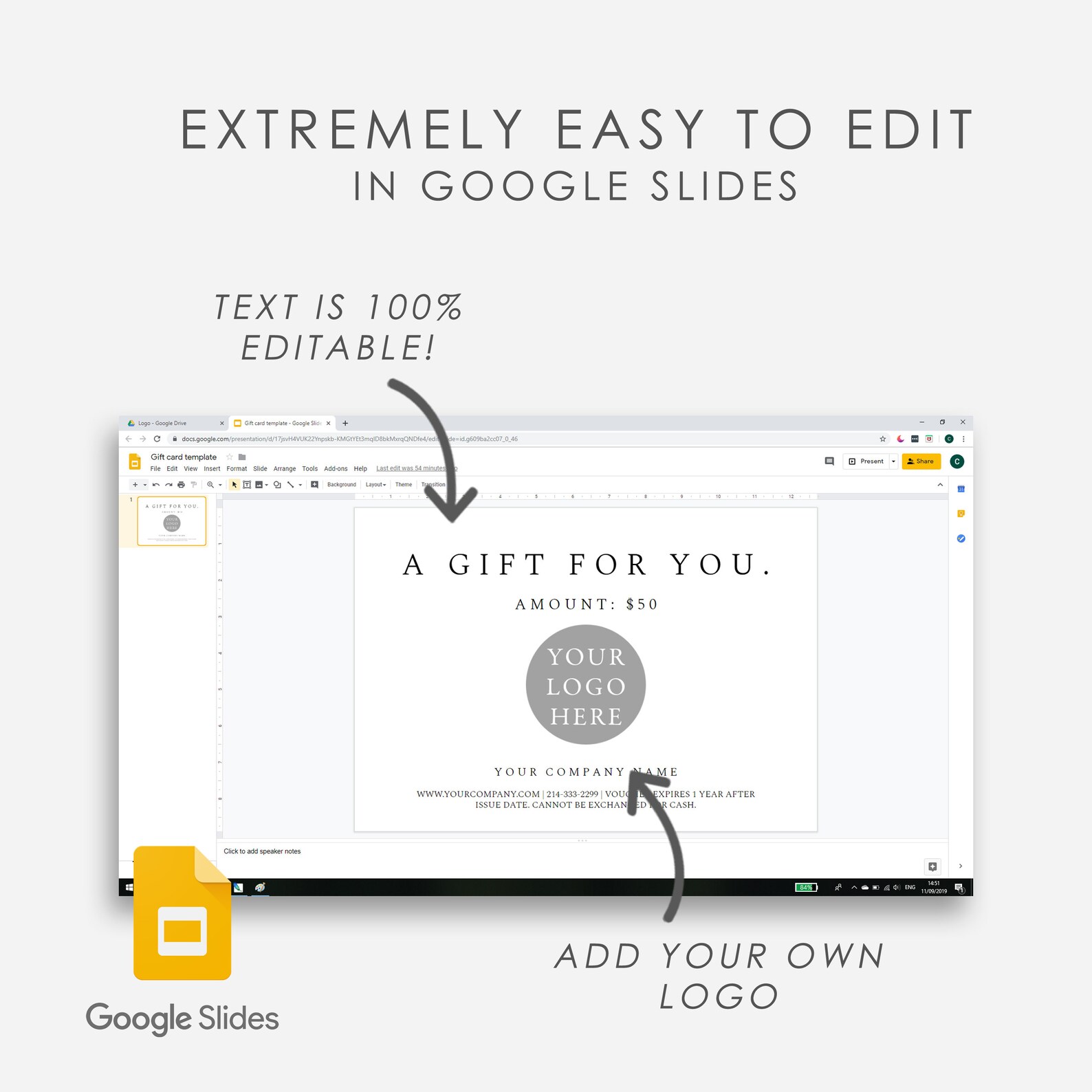 Gift Certificate Template Editable Gift Card Template Gift | Etsy