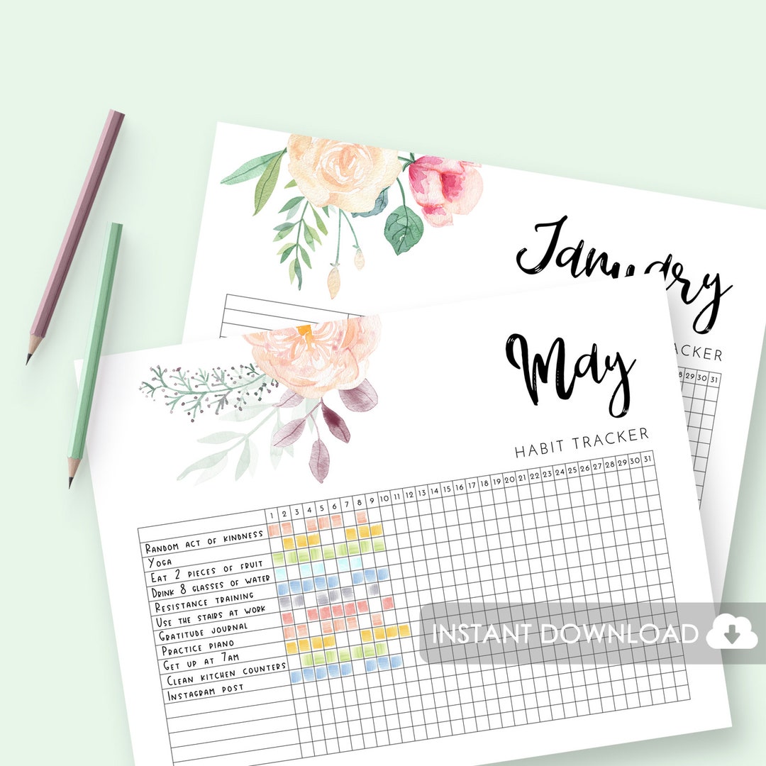 Daily Habit Tracker PRINTABLE, Habit Tracker Bullet Journal, Routine ...