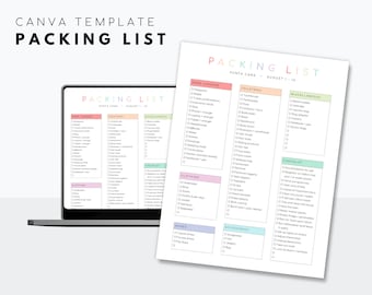 Packing List Template Travel Packing EDITABLE PRINTABLE Packing List ...