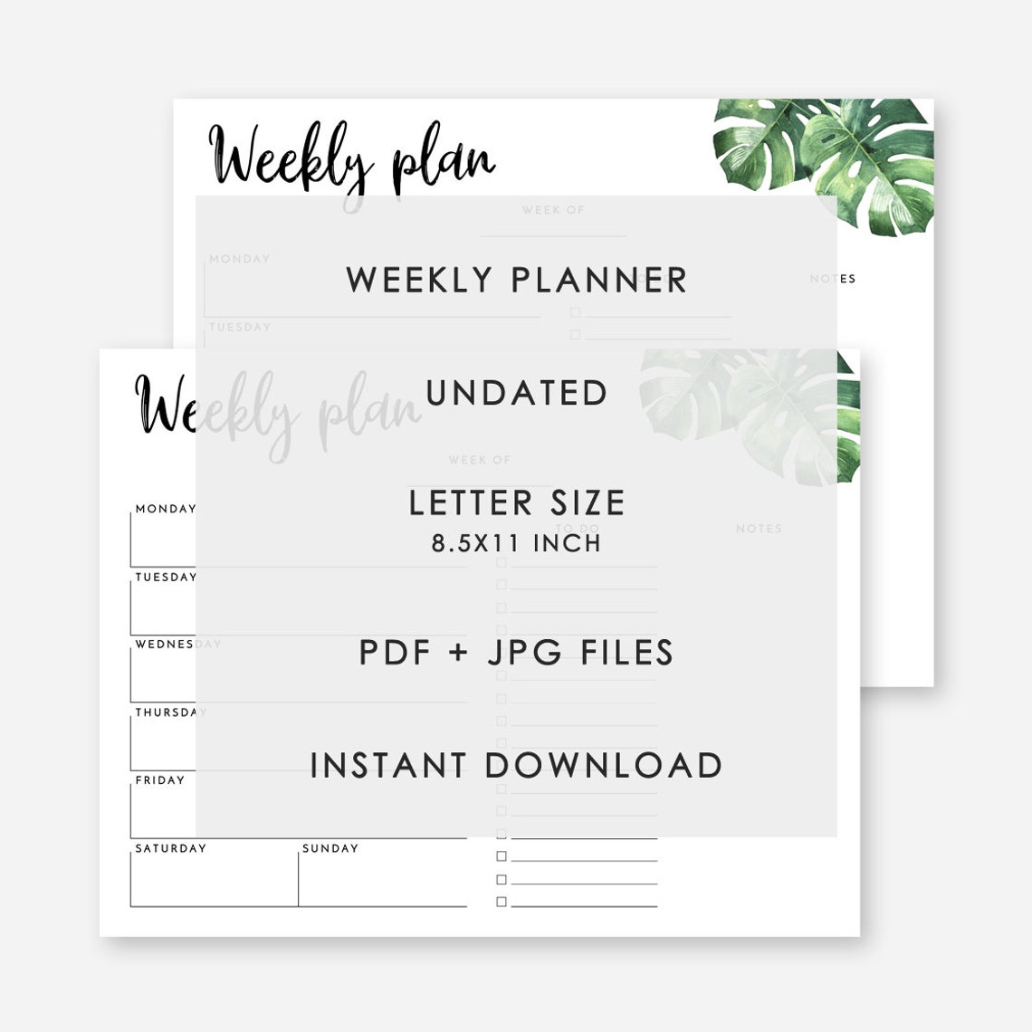 Weekly Planner Pad Undated Weekly Desk Planner Pad Notepad - Etsy