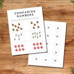 Christmas Comparing Numbers Worksheets, Math Montessori Christmas ...