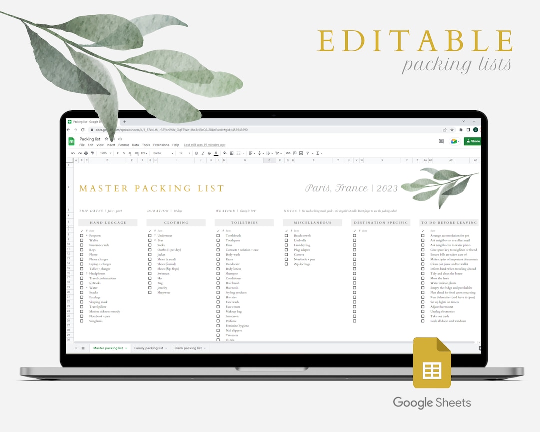 Editable Packing List Printable - Etsy