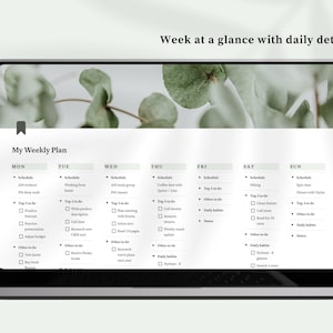 Notion Template Weekly Planner, Green Eucalyptus Aesthetic - Etsy
