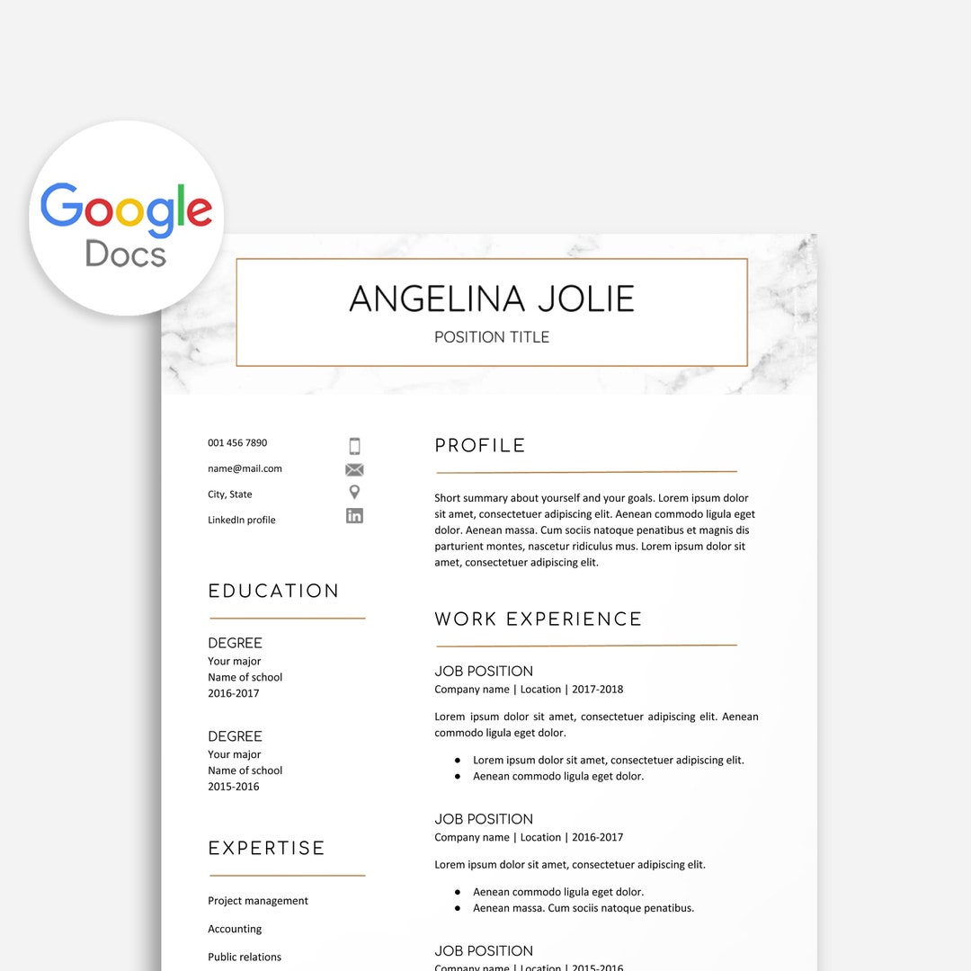 Resume Marble Gold, Resume Template Marble, Resume Template Gold ...
