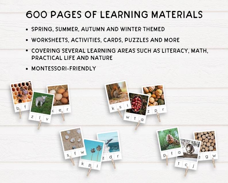 Seasons Learning Binder | Pre-k + K | 600 Pages | Montessori-friendly ...
