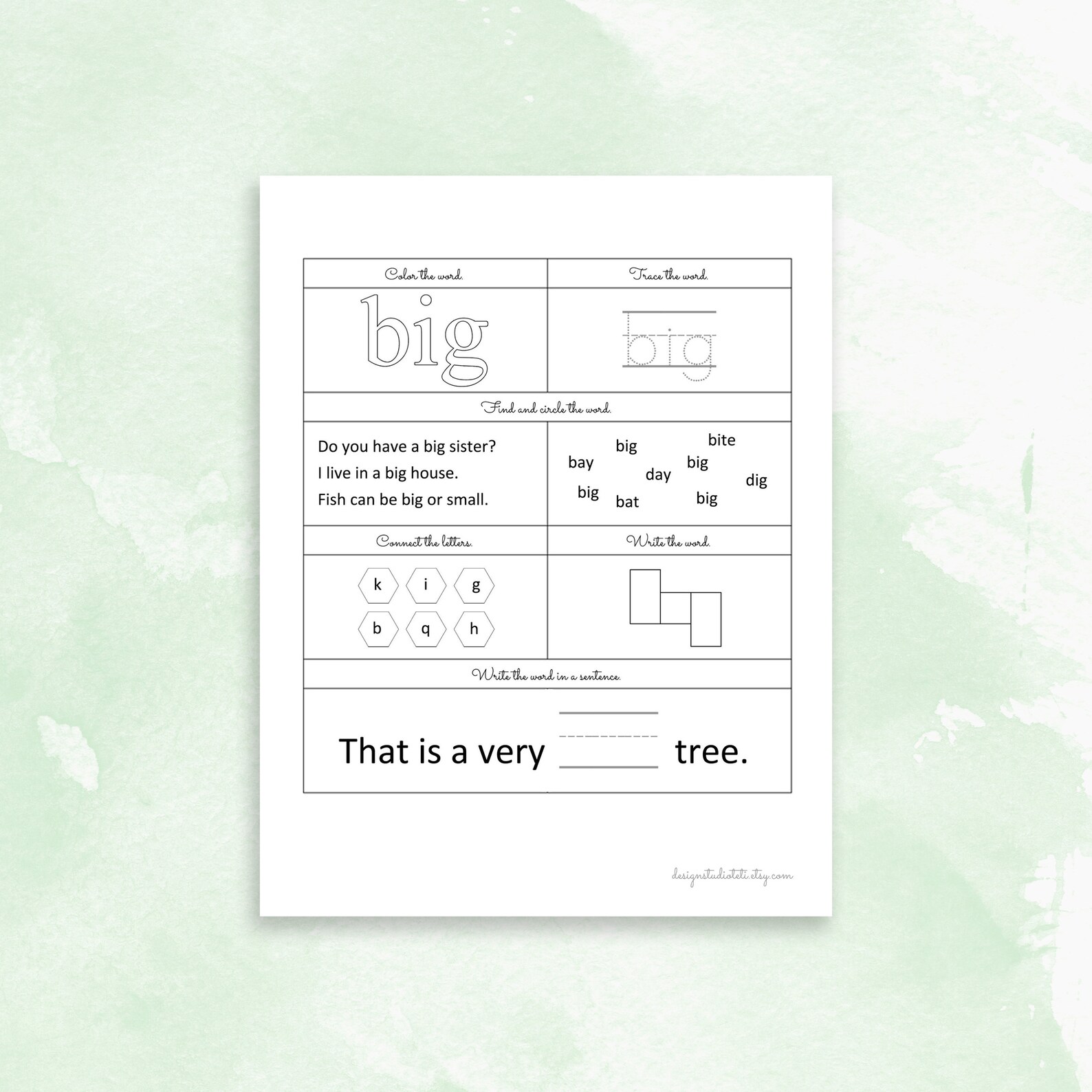 50 Printable Sight Word Worksheets for Preschool | Etsy