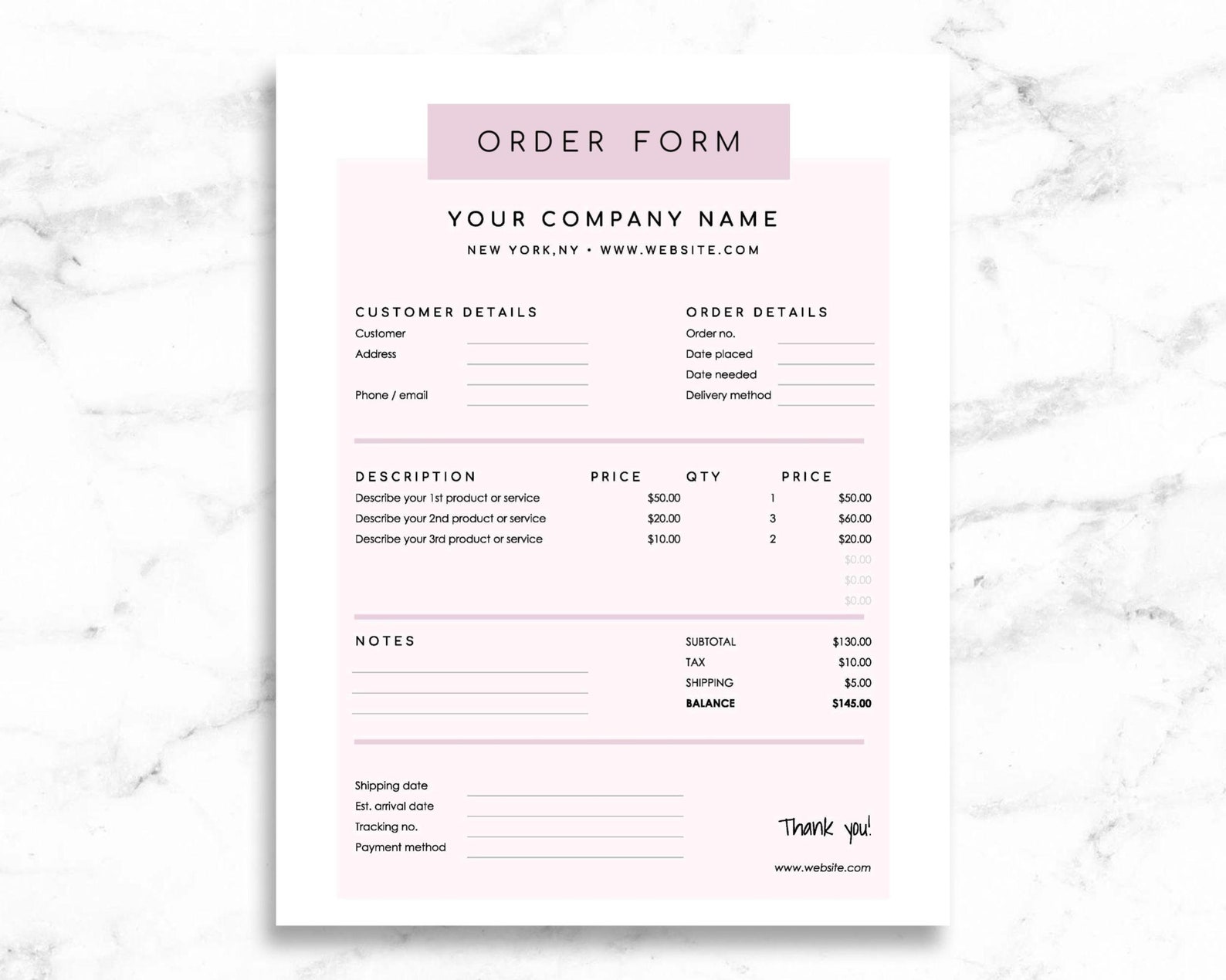 Order Form Template Google Sheets - Etsy