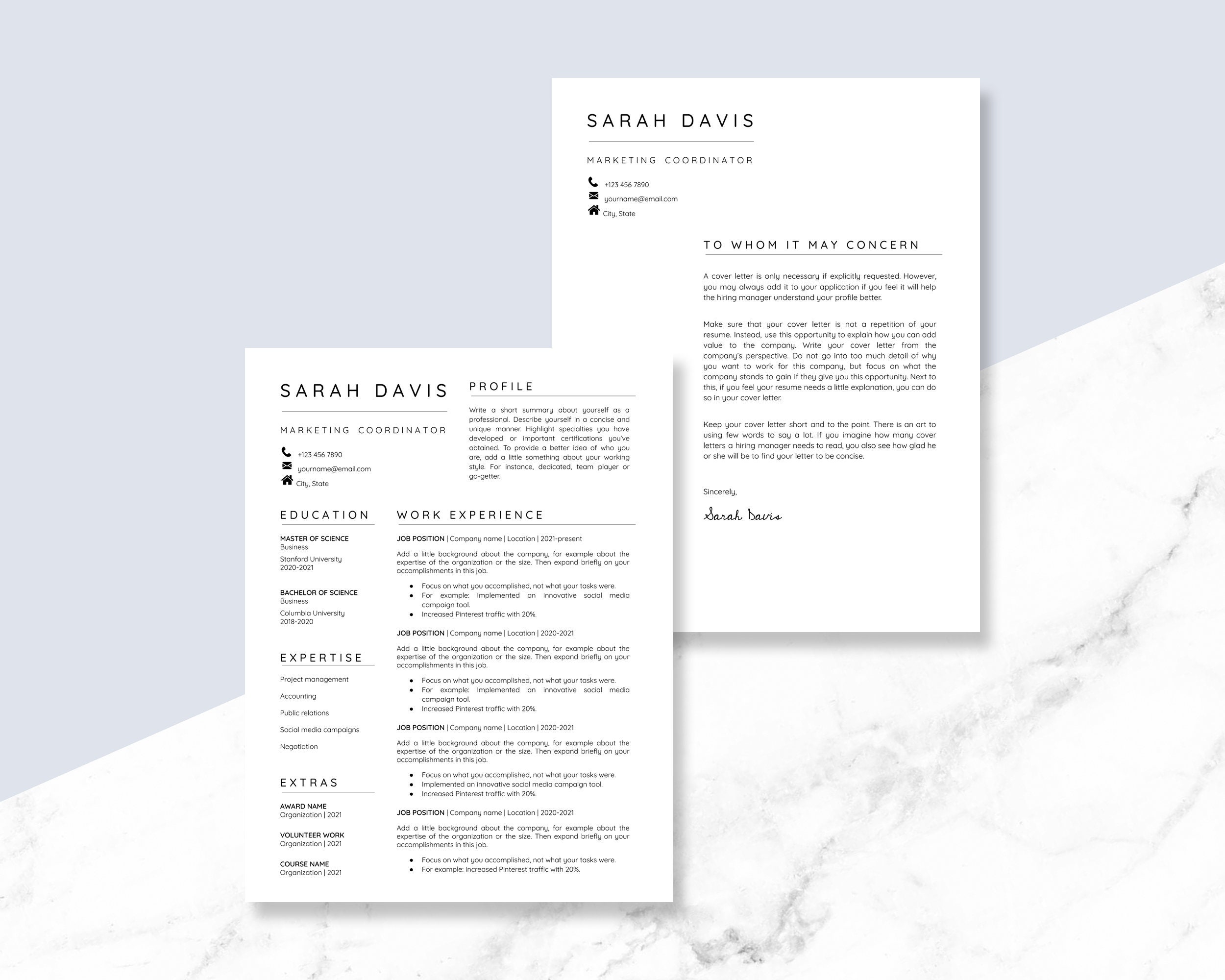 Professional Resume Template for Google Docs - Etsy