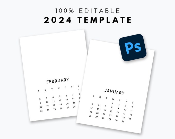 Desk Calendar Template 2024 Custom Photo Calendar 2024 Fully Editable ...