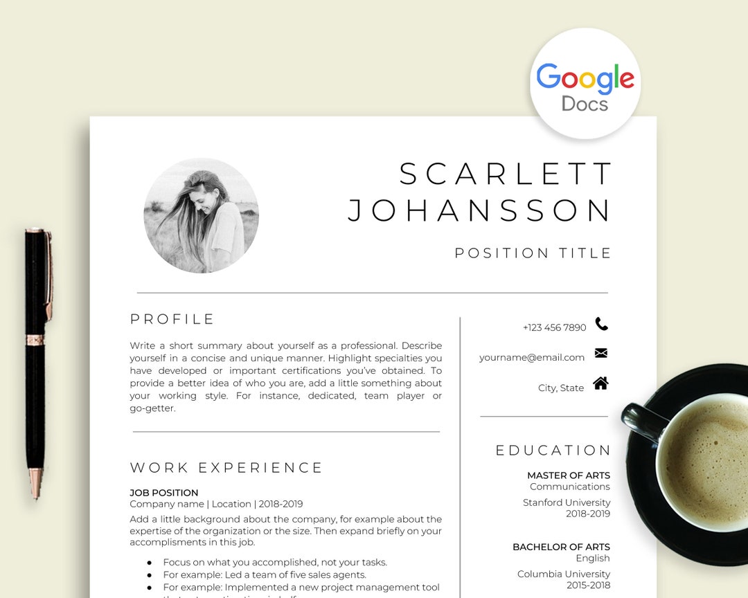 Google Docs Resume Template With Picture, Photo Resume Template Google ...