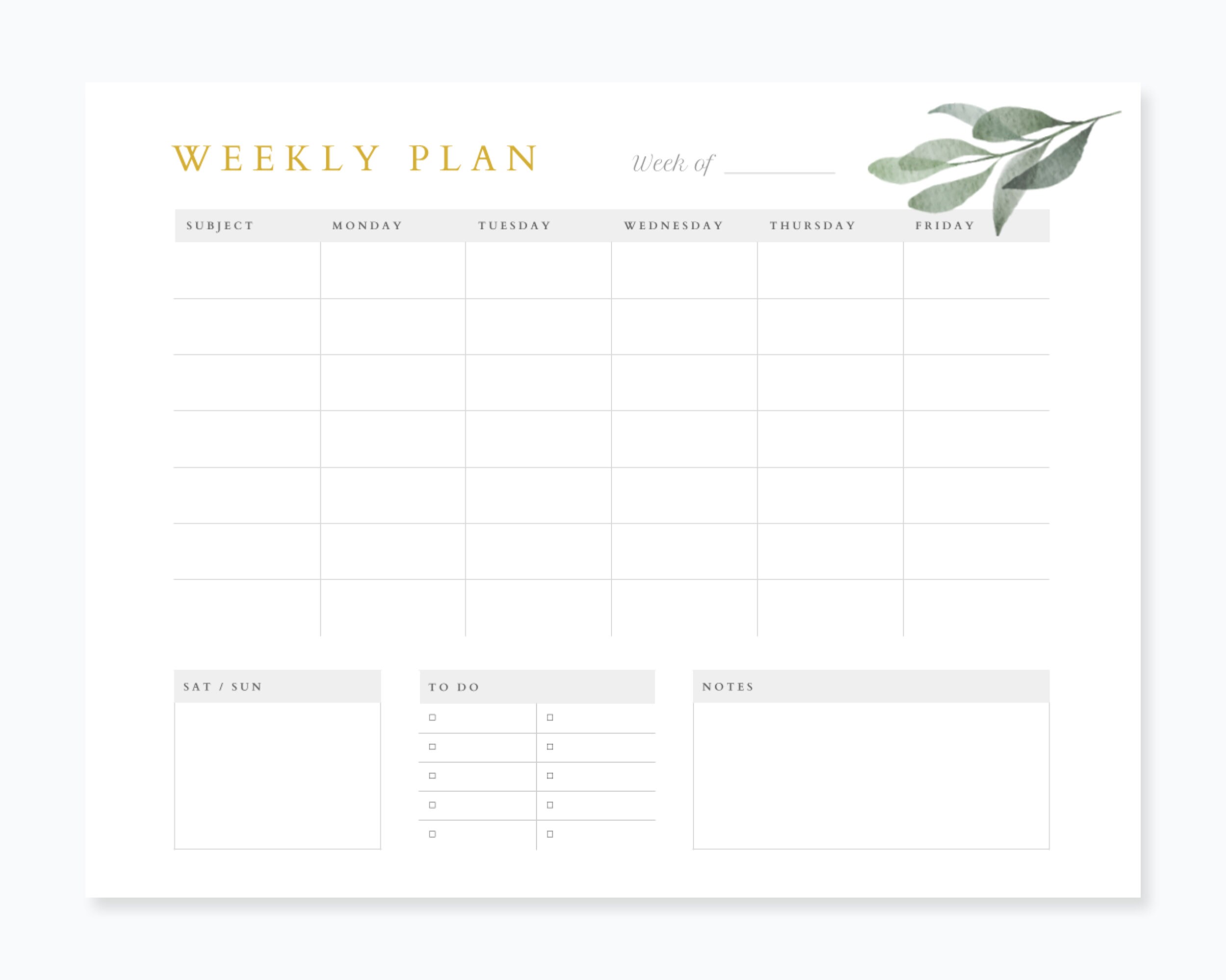 Printable Weekly Homeschool Schedule | Eucalyptus - Etsy