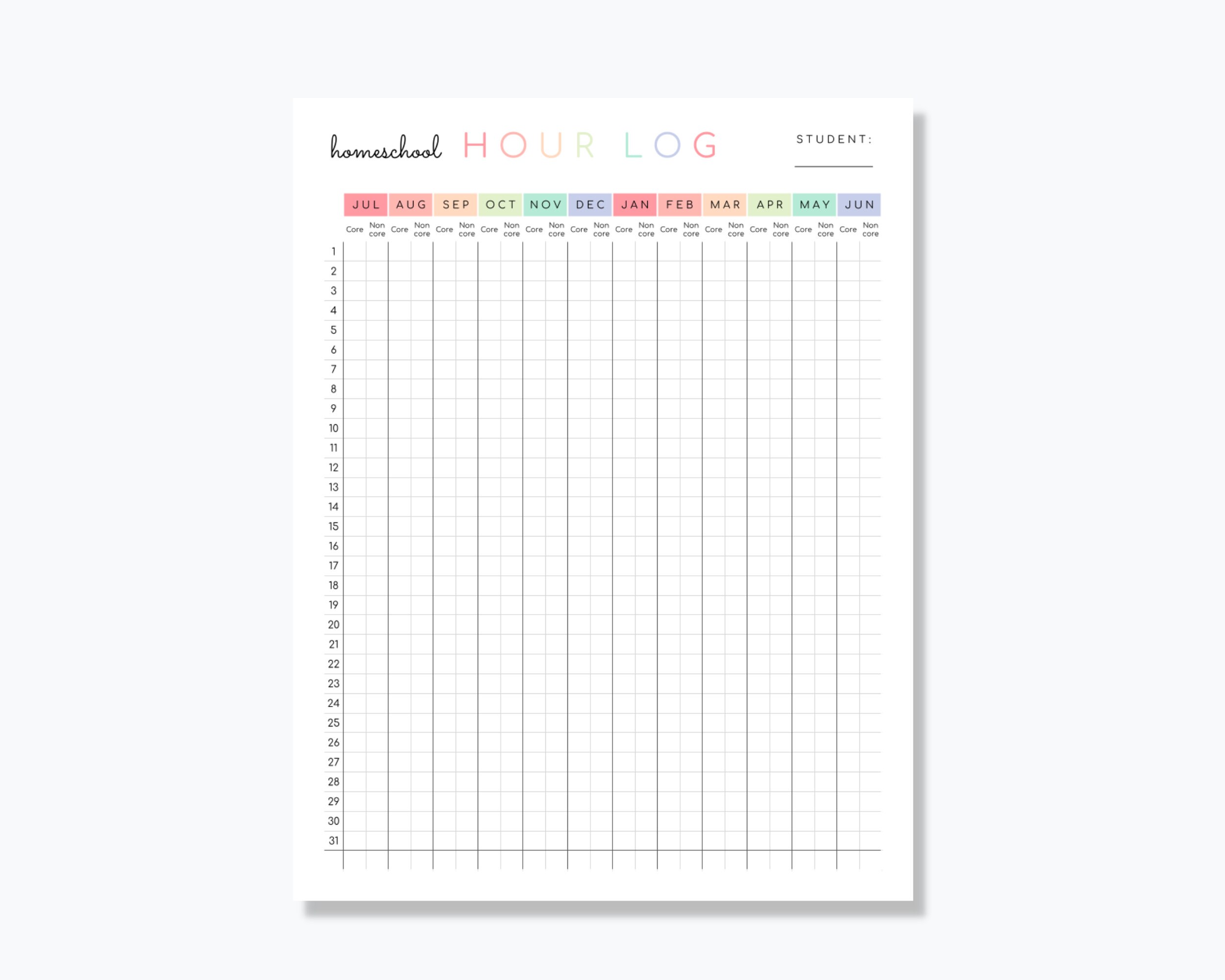Homeschool Hour Log Printable - Etsy Canada