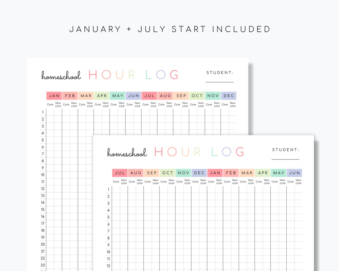 Homeschool Hour Log Printable - Etsy