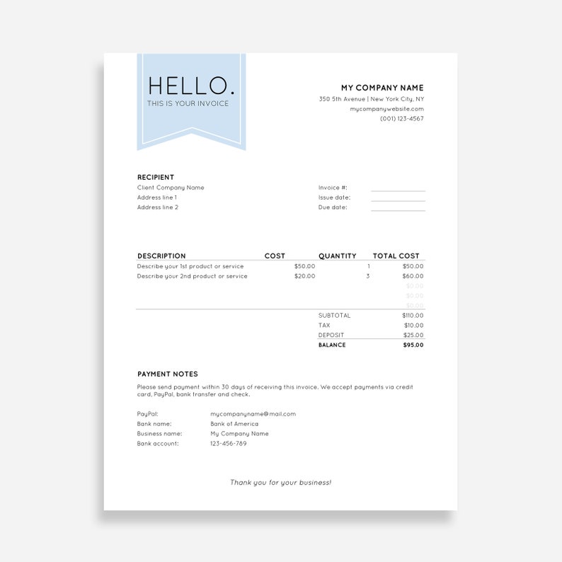 Factuur Sjabloon Excel Excel Factuur Template Excel | Etsy