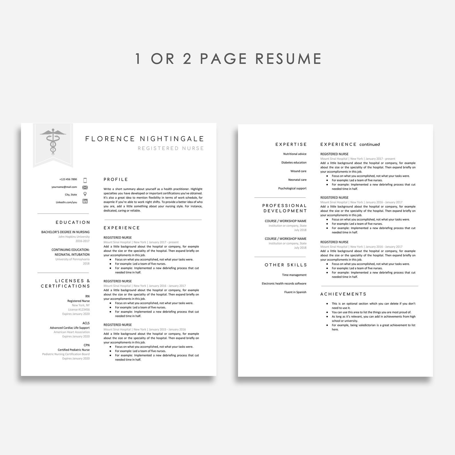 Nurse Resume Template for Google Docs Resume Nurse Medical | Etsy