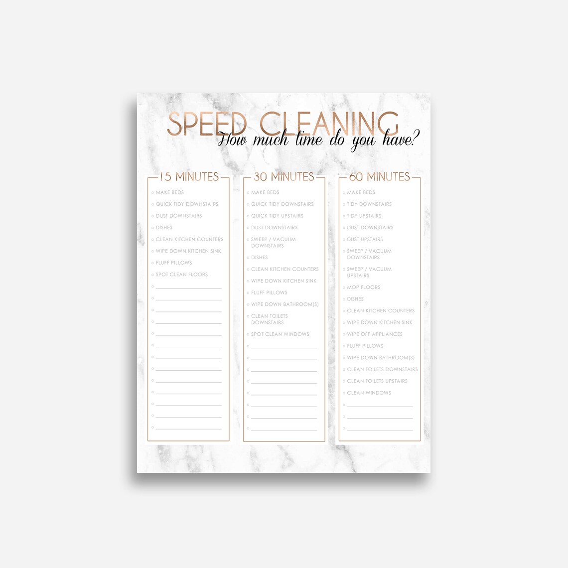 Speed Cleaning Checklist Printable Printable Speed Cleaning - Etsy