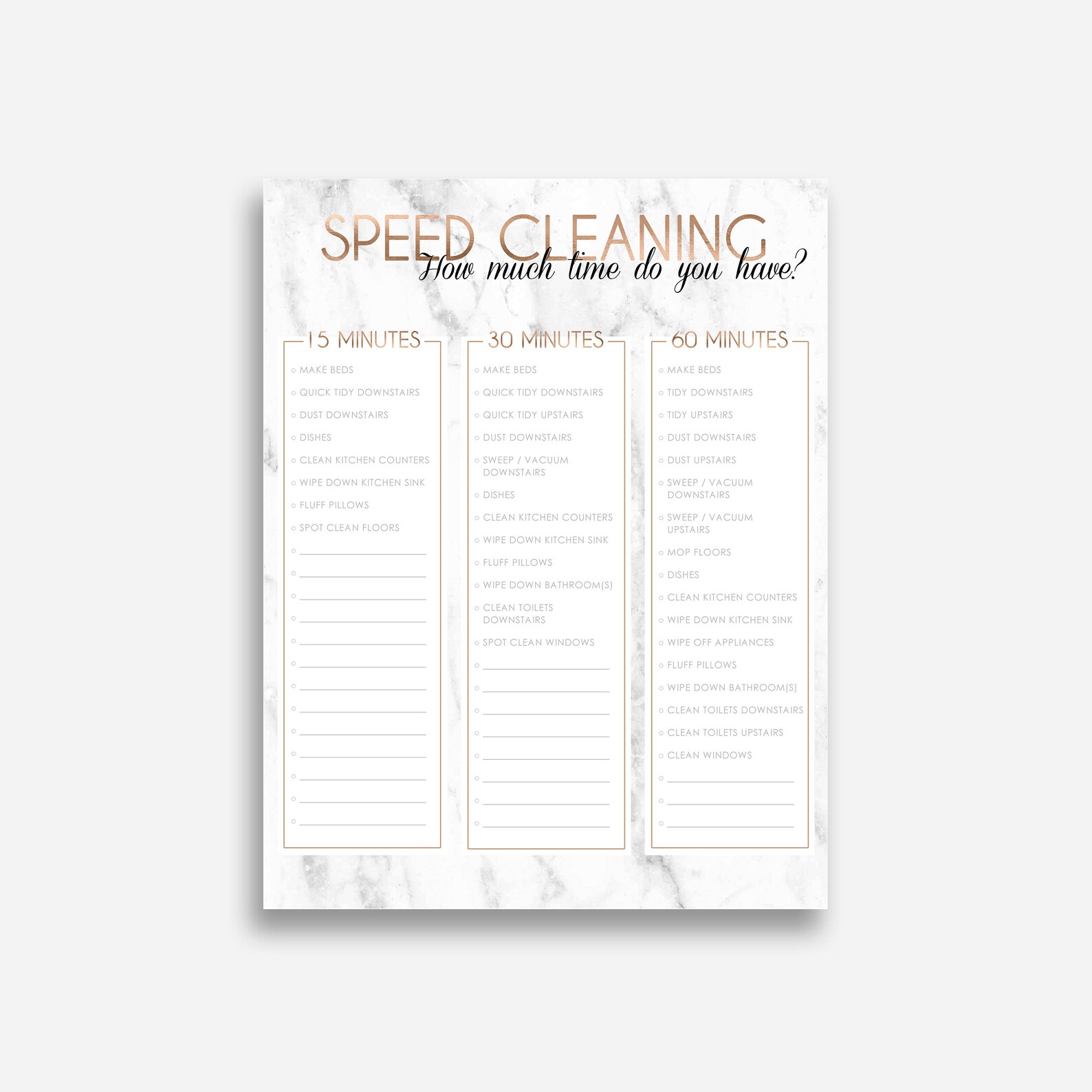 Speed Cleaning Checklist Printable Printable Speed Cleaning - Etsy