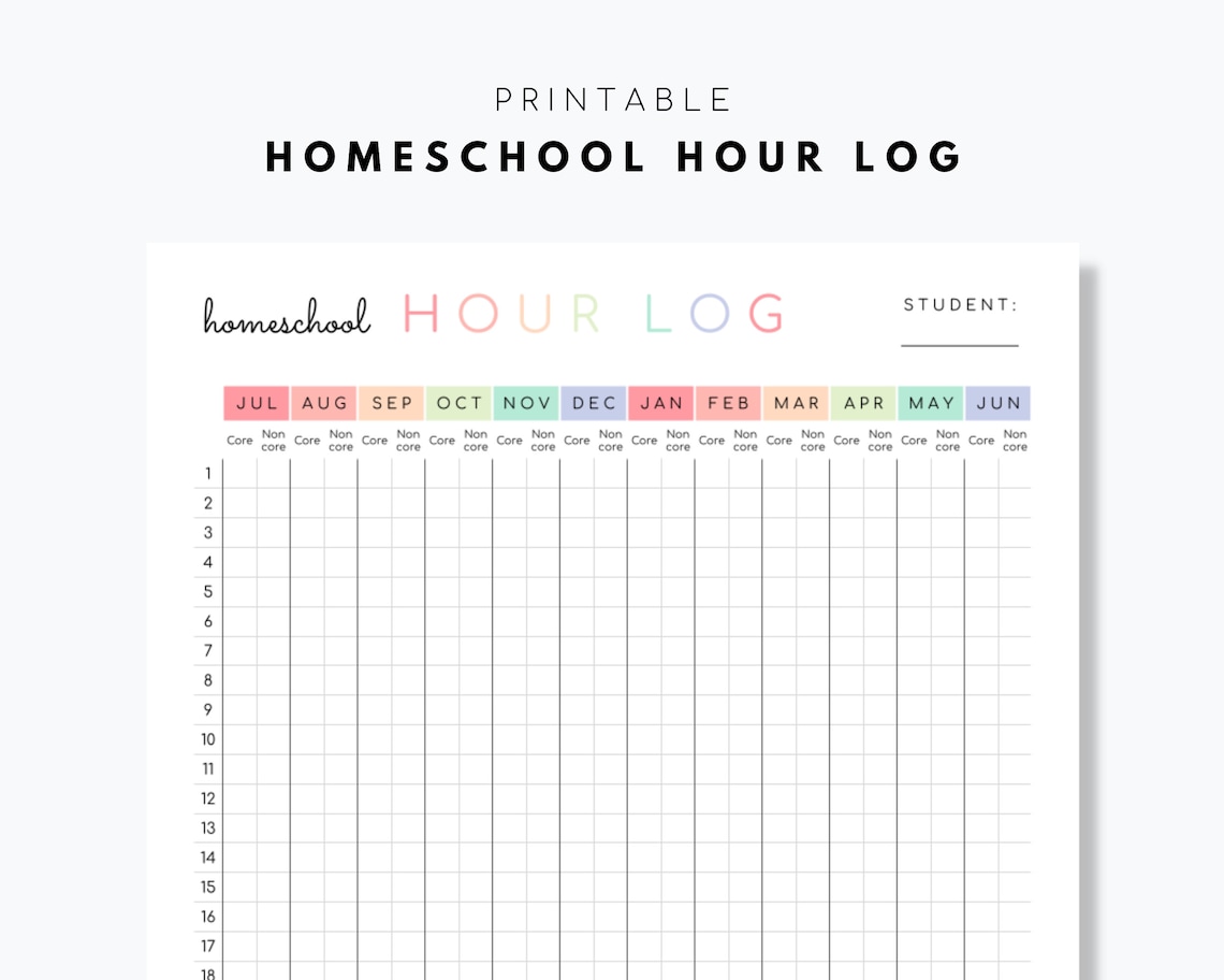 Homeschool Hour Log Printable - Etsy