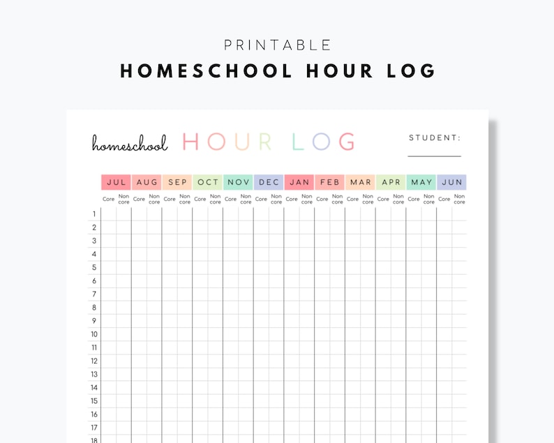 Homeschool Hour Log Printable - Etsy Canada