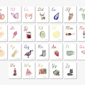 Watercolor Alphabet Flash Cards, Printable Alphabet Cards - Etsy