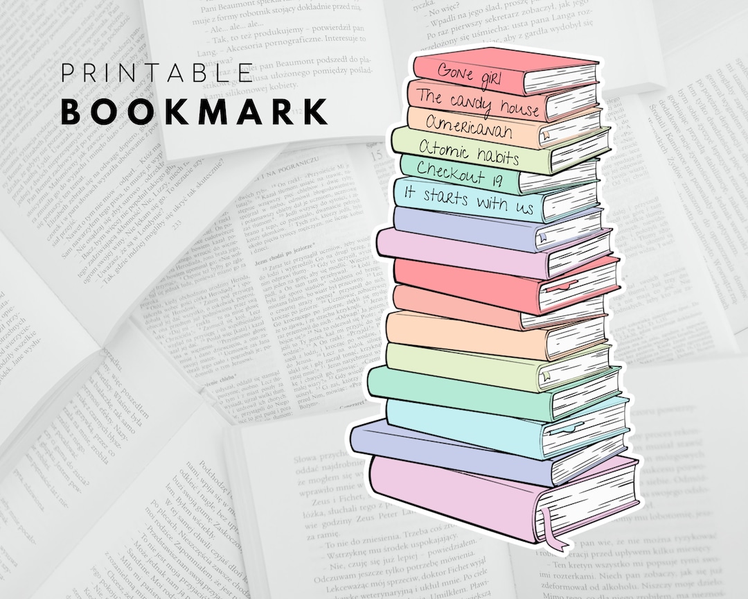 Book Stack Bookmark Printable - Etsy