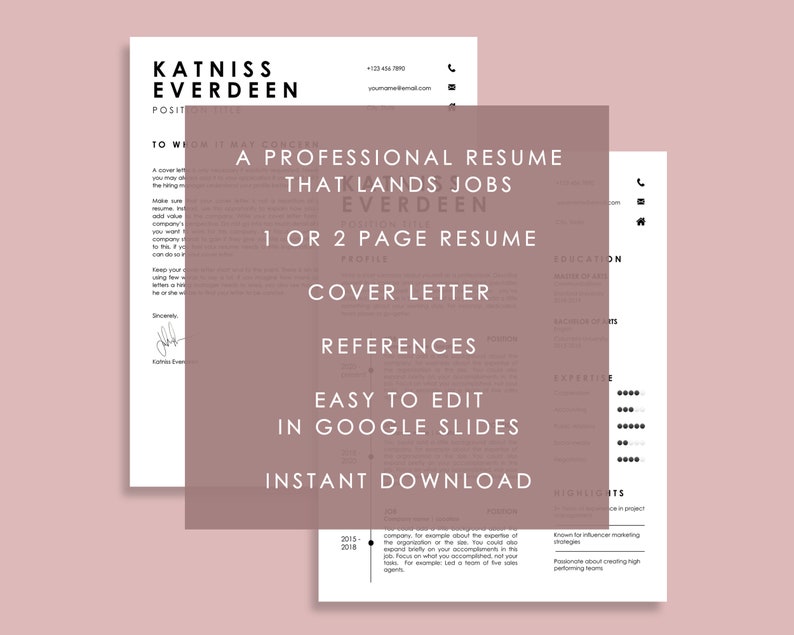 Google Slides Resume Template for Professionals Minimal | Etsy