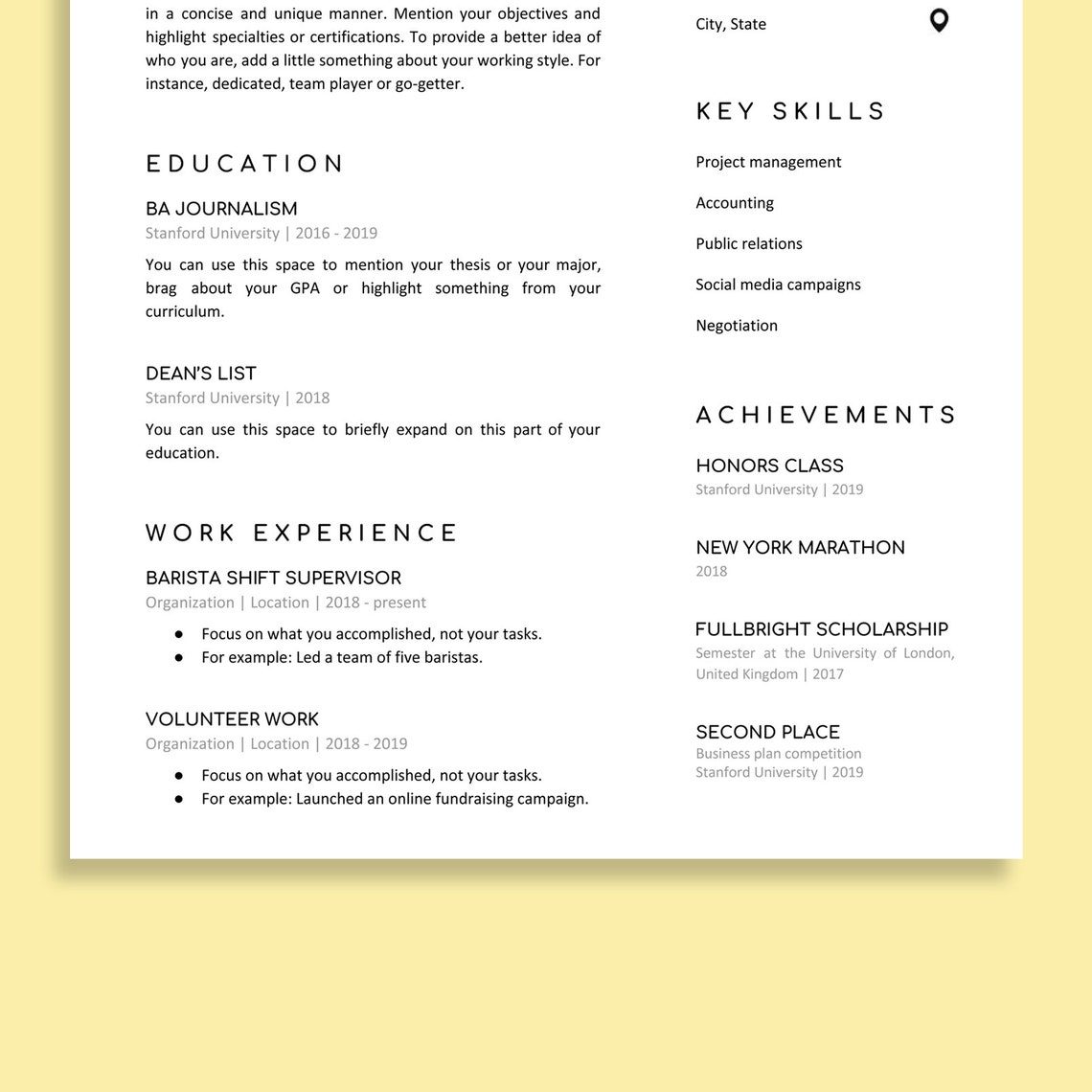 Intern Resume Template Google Docs, Resume for Internship, Resume ...