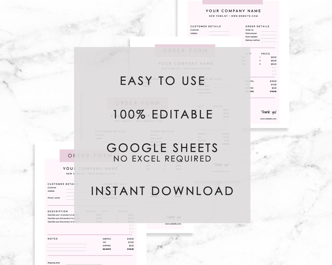 Order Form Template Google Sheets - Etsy
