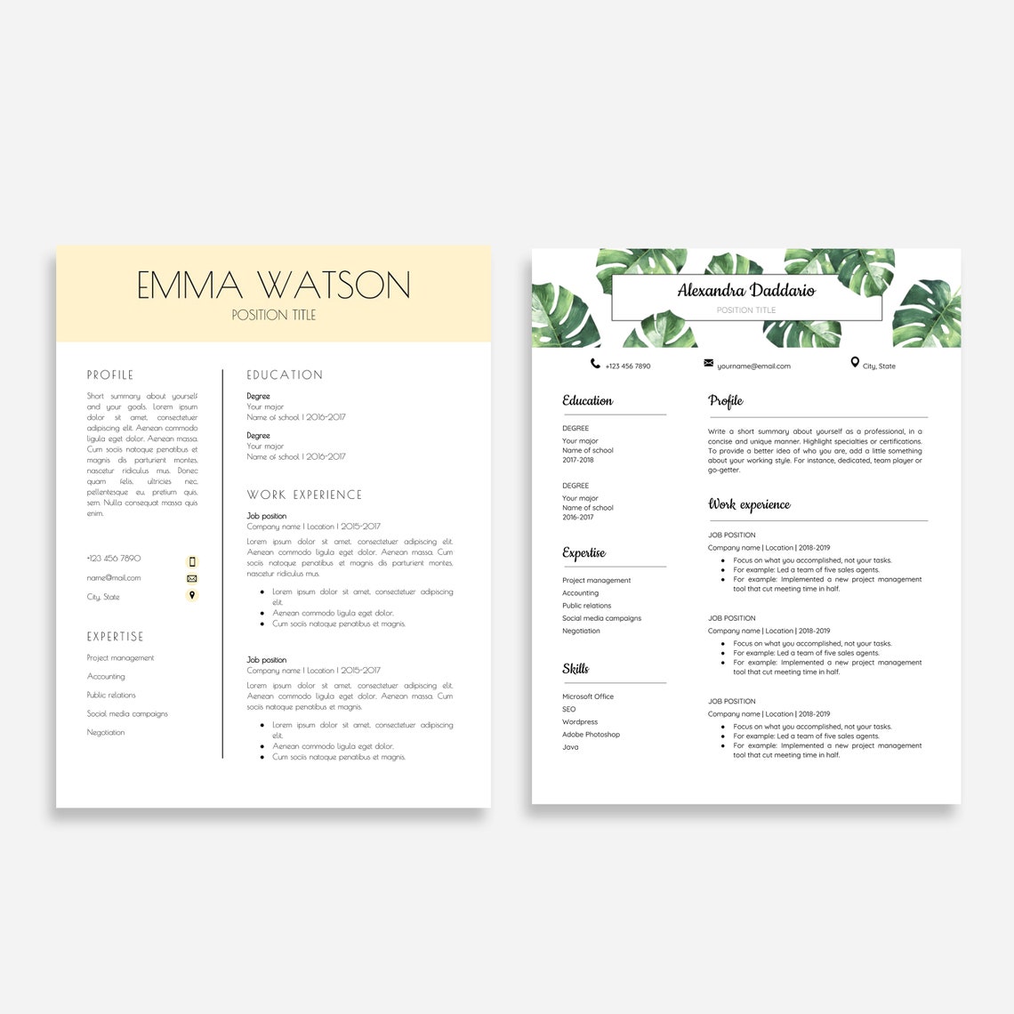 Resume Template Google Docs Bundle 10 Google Doc Resume | Etsy
