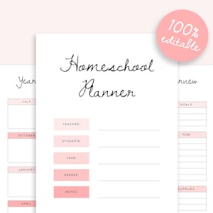 Editable Homeschool Planner Printable | 40+ Pages - Etsy