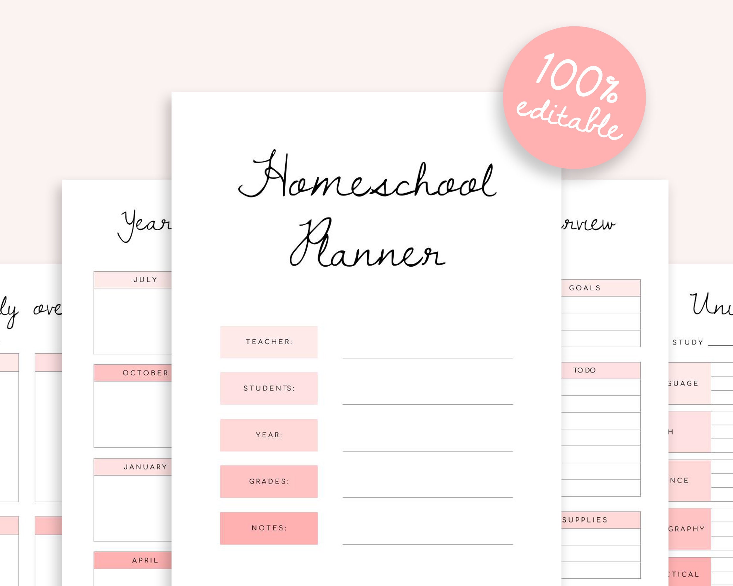 Editable Homeschool Planner Printable | 40+ Pages - Etsy Australia
