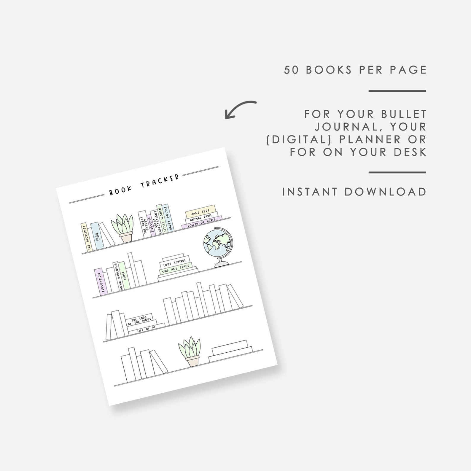 Bookshelf Reading Tracker Printable to Read List Book - Etsy