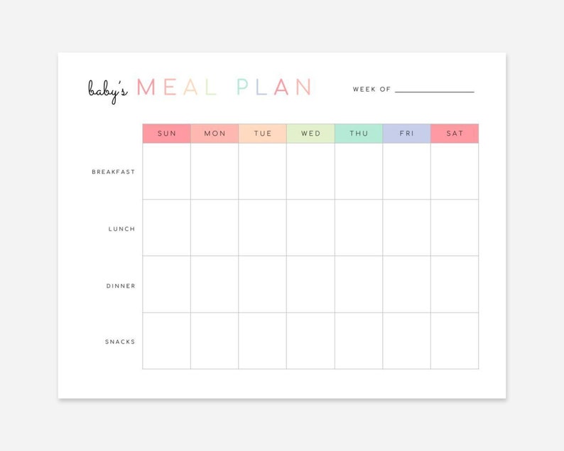 Baby Food Diary Printable | Baby Food Tracker - Etsy