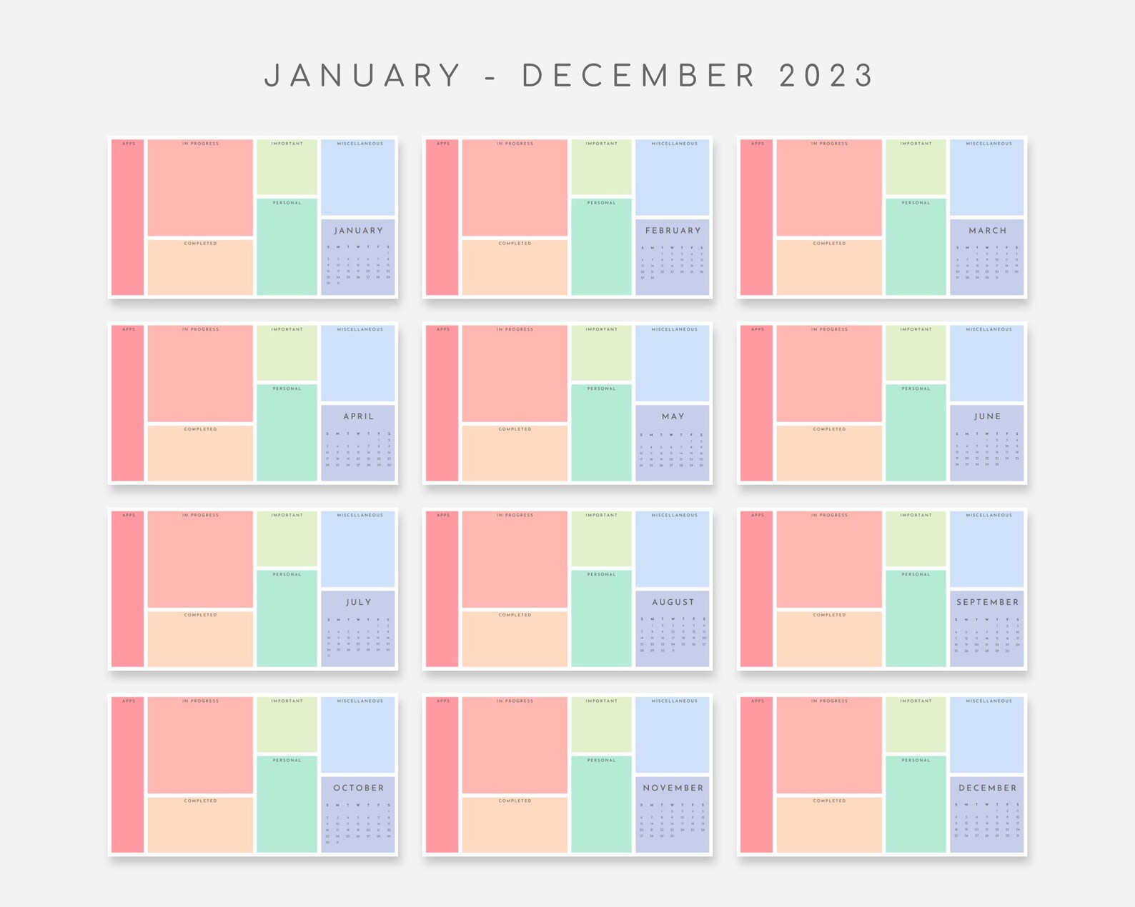 Pastel Rainbow Desktop Wallpaper 2023 Calender - Etsy