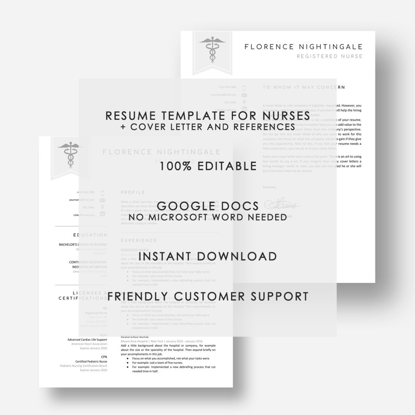 Nurse Resume Template for Google Docs Resume Nurse Medical - Etsy