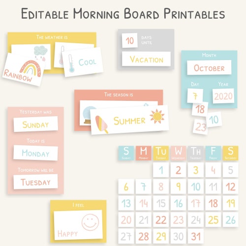 Morning Board for Kids Printable & Editable - Etsy