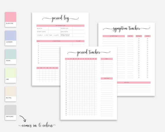 Period Tracker Printable 6 Colors - Etsy