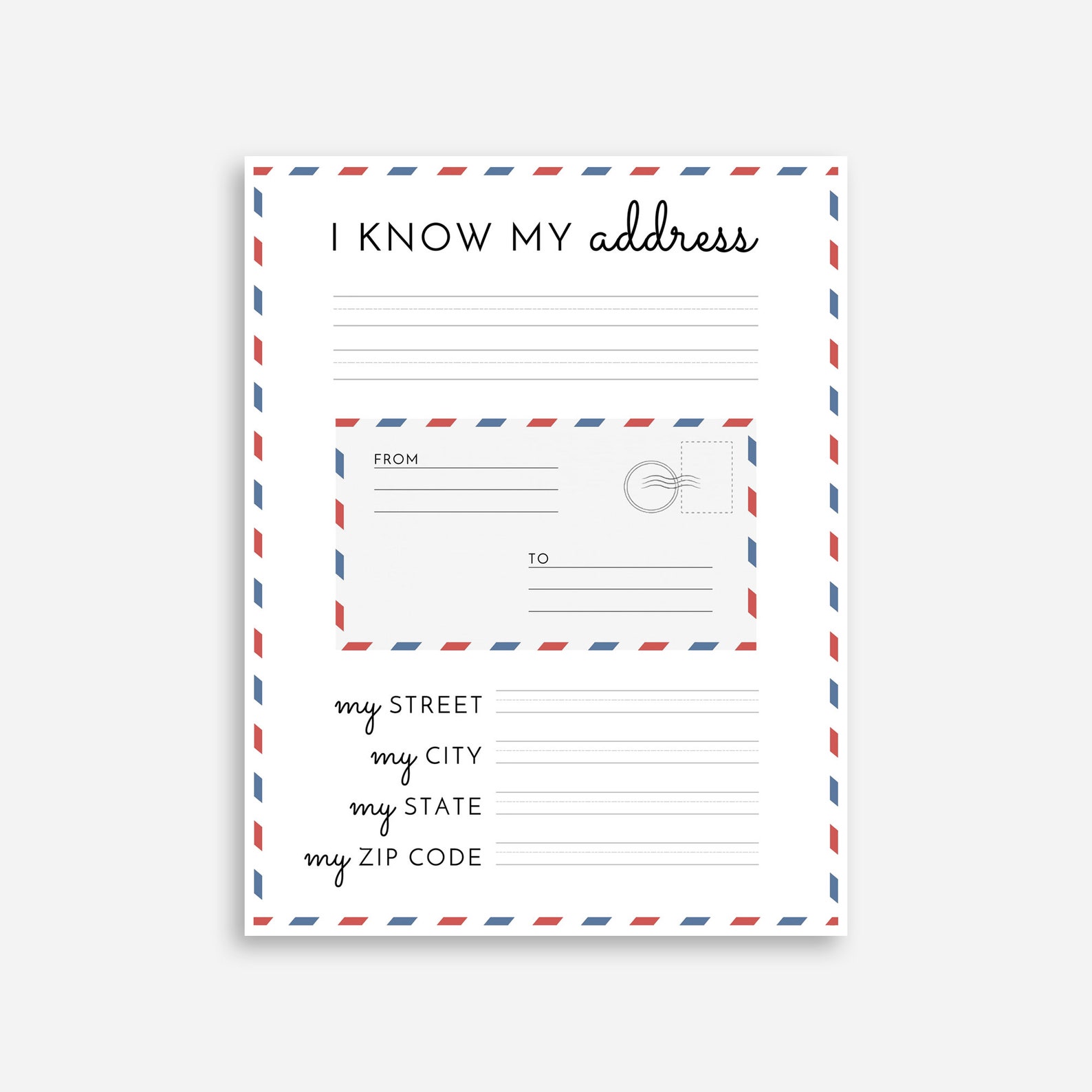 My Address Worksheet Printable - Etsy