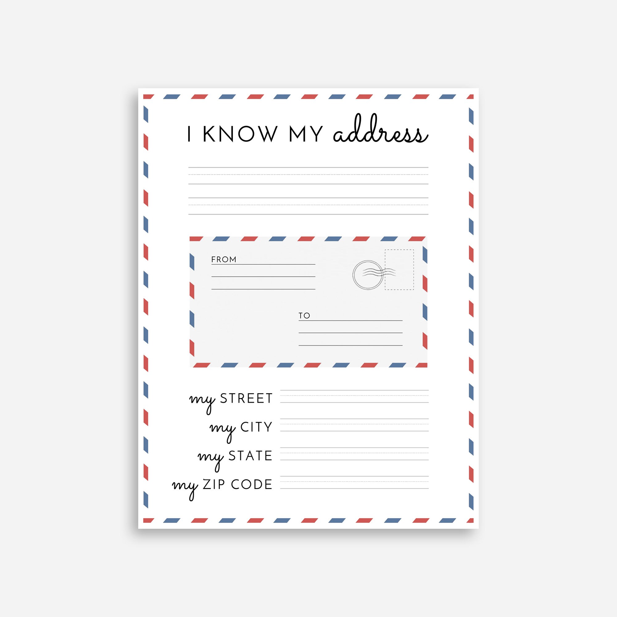 My Address Worksheet Printable | Etsy