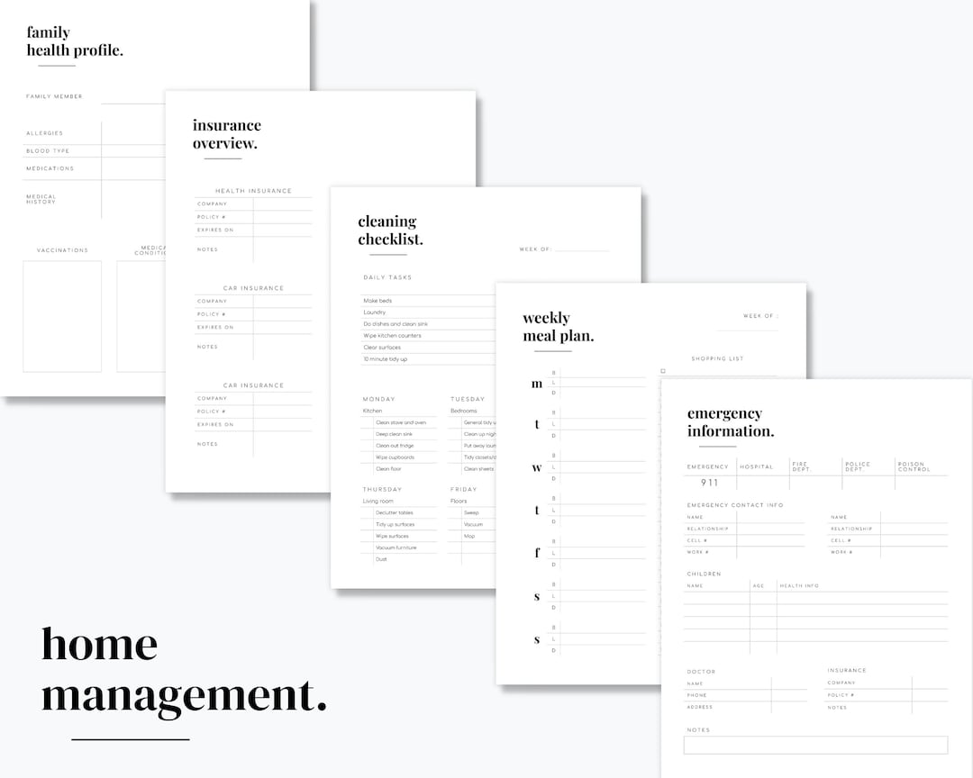 Home Management Binder | 60 Pages - Etsy
