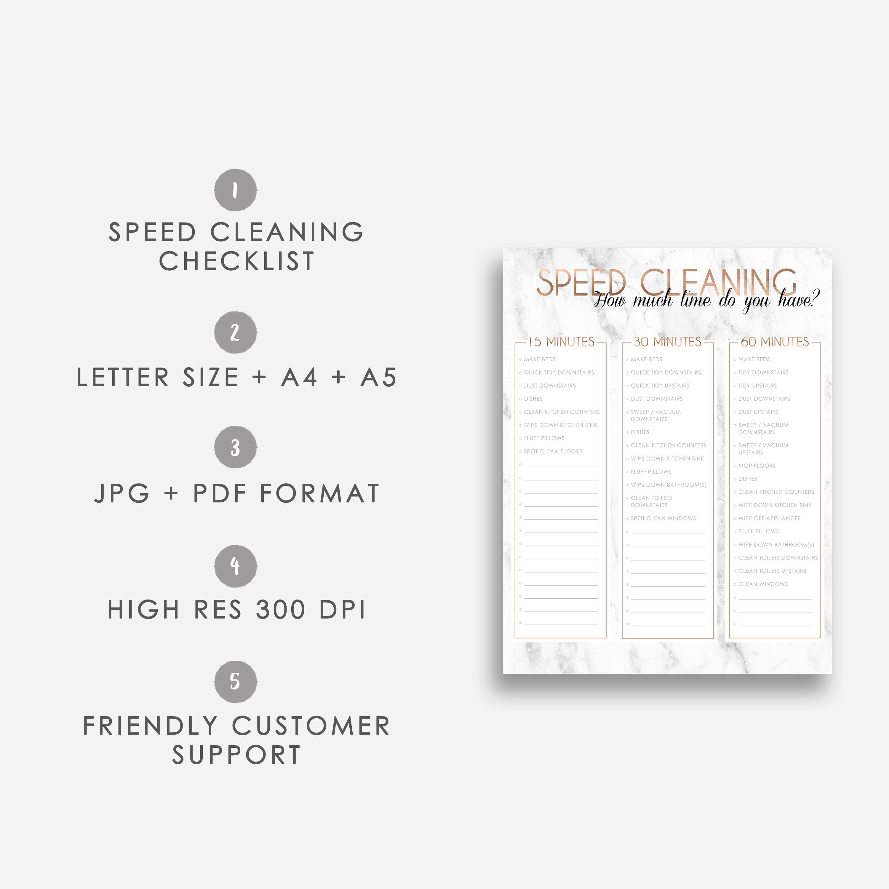 Speed Cleaning Checklist Printable Printable Speed Cleaning - Etsy