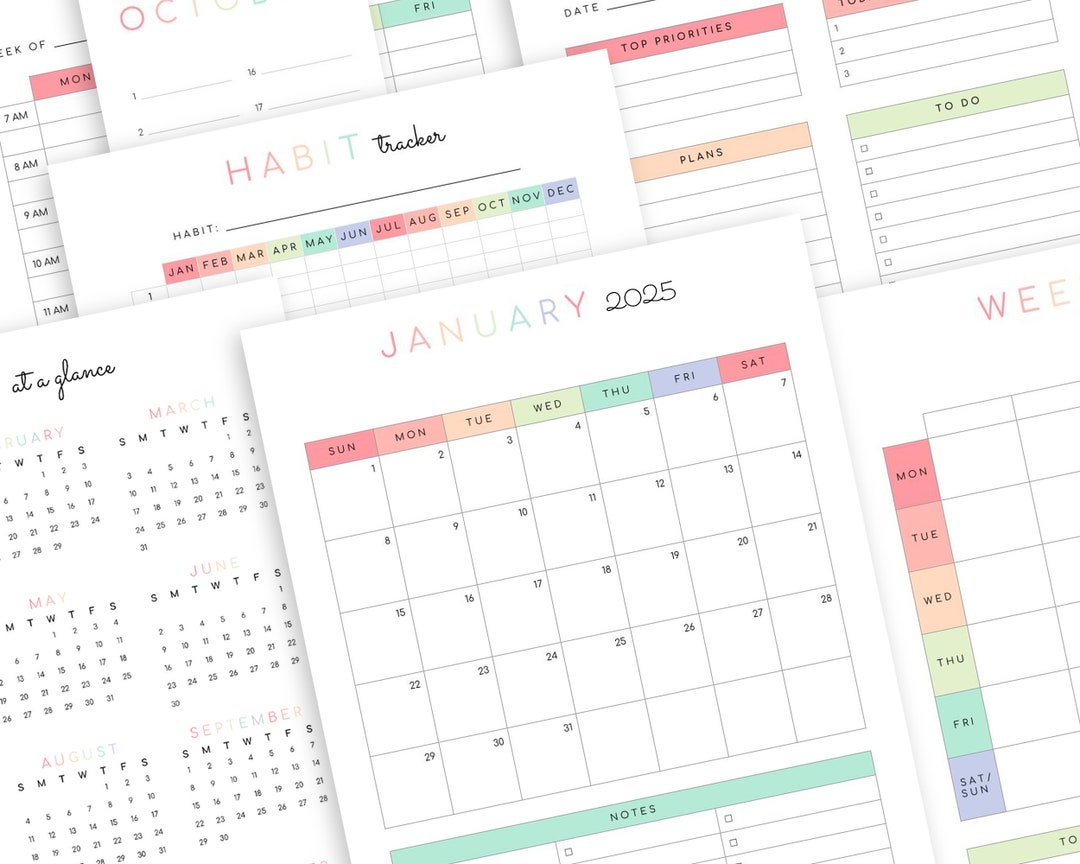 Printable 2025 Calendar Bundle - Etsy