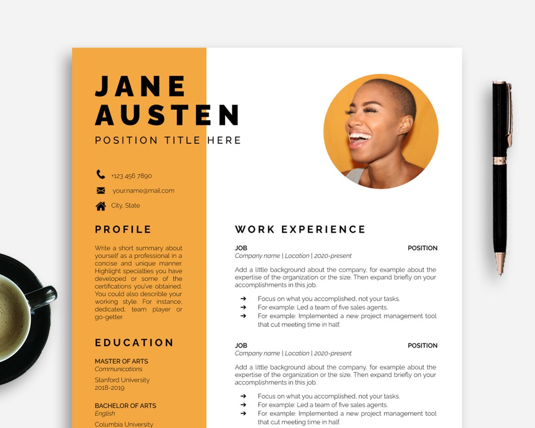 Creative Resume Template With Photo - Etsy