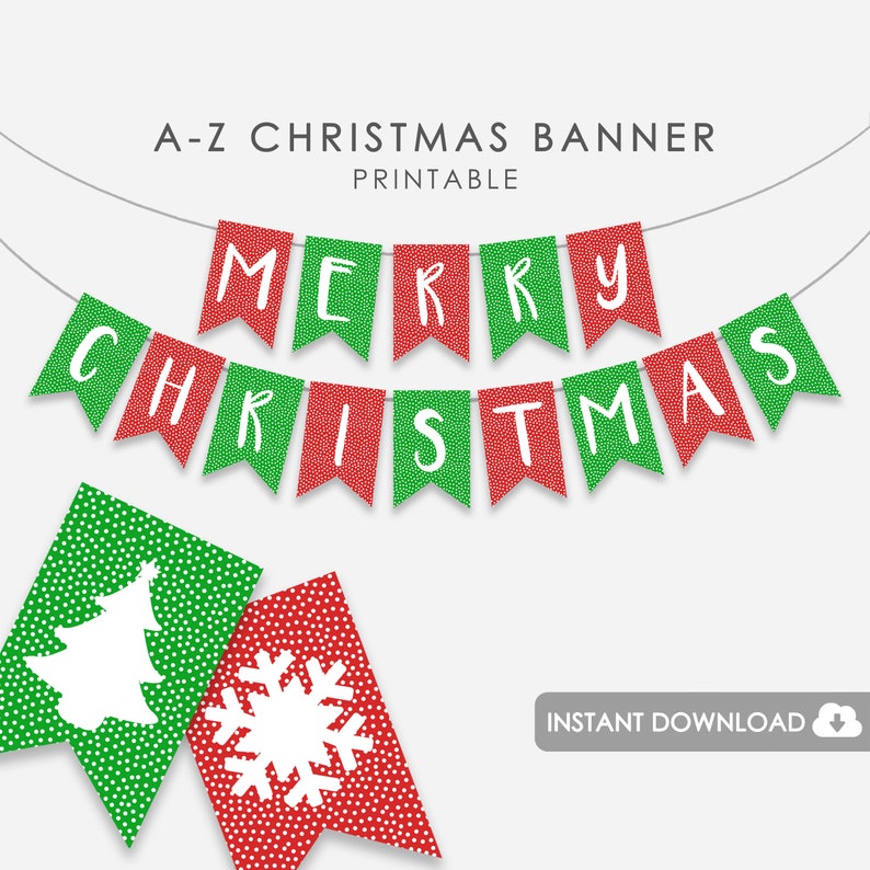Printable Christmas Banner Alphabet A-Z, Christmas Banner Printable ...