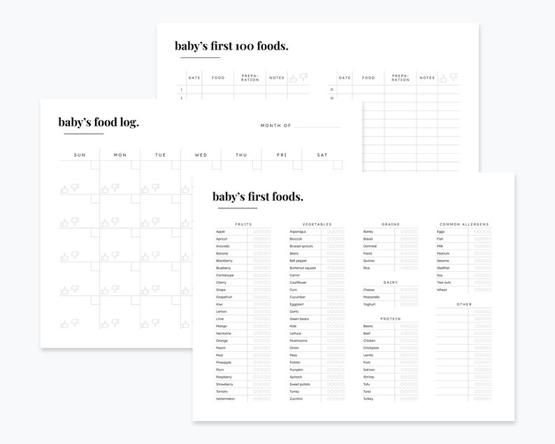 Baby Food Tracker Printable - Etsy
