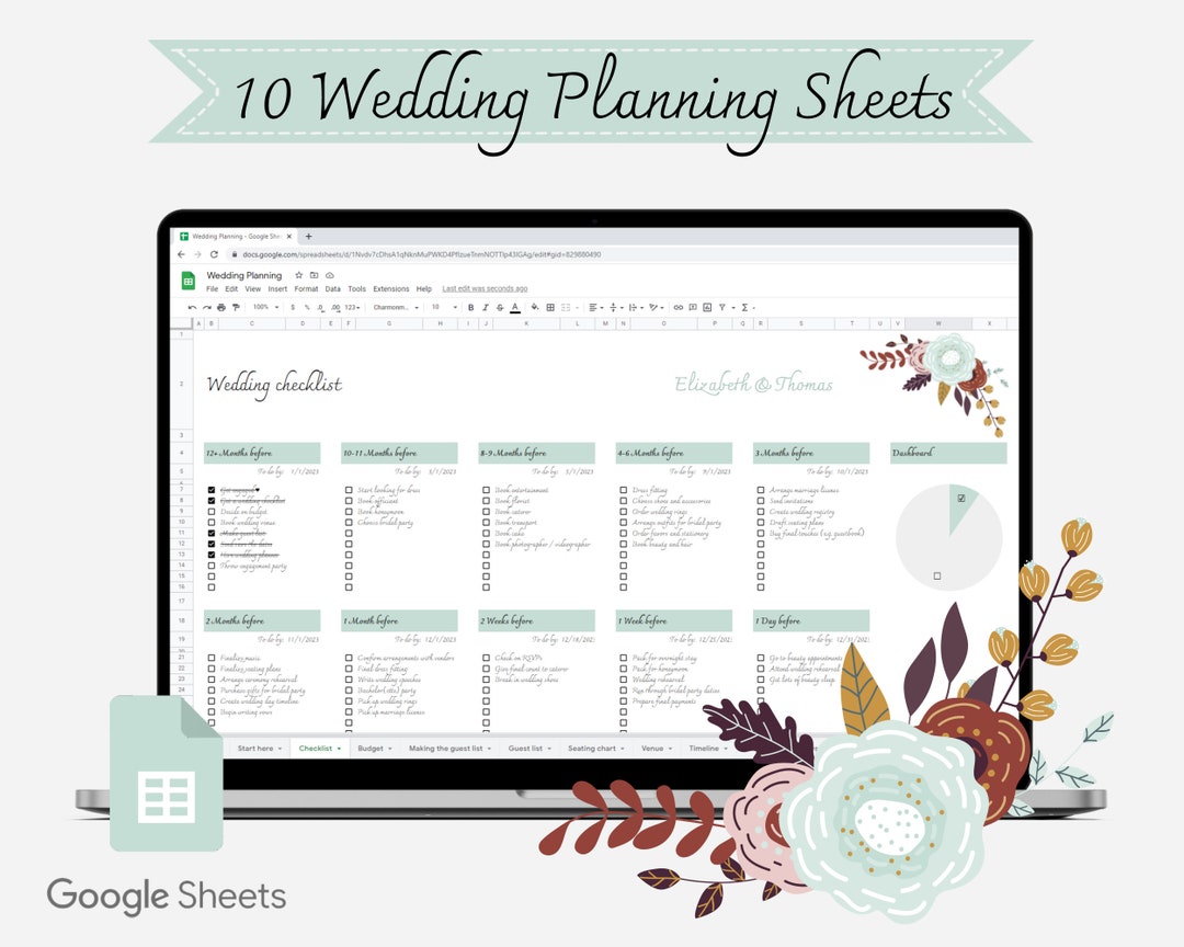 Wedding Planning Spreadsheet | Floral - Etsy