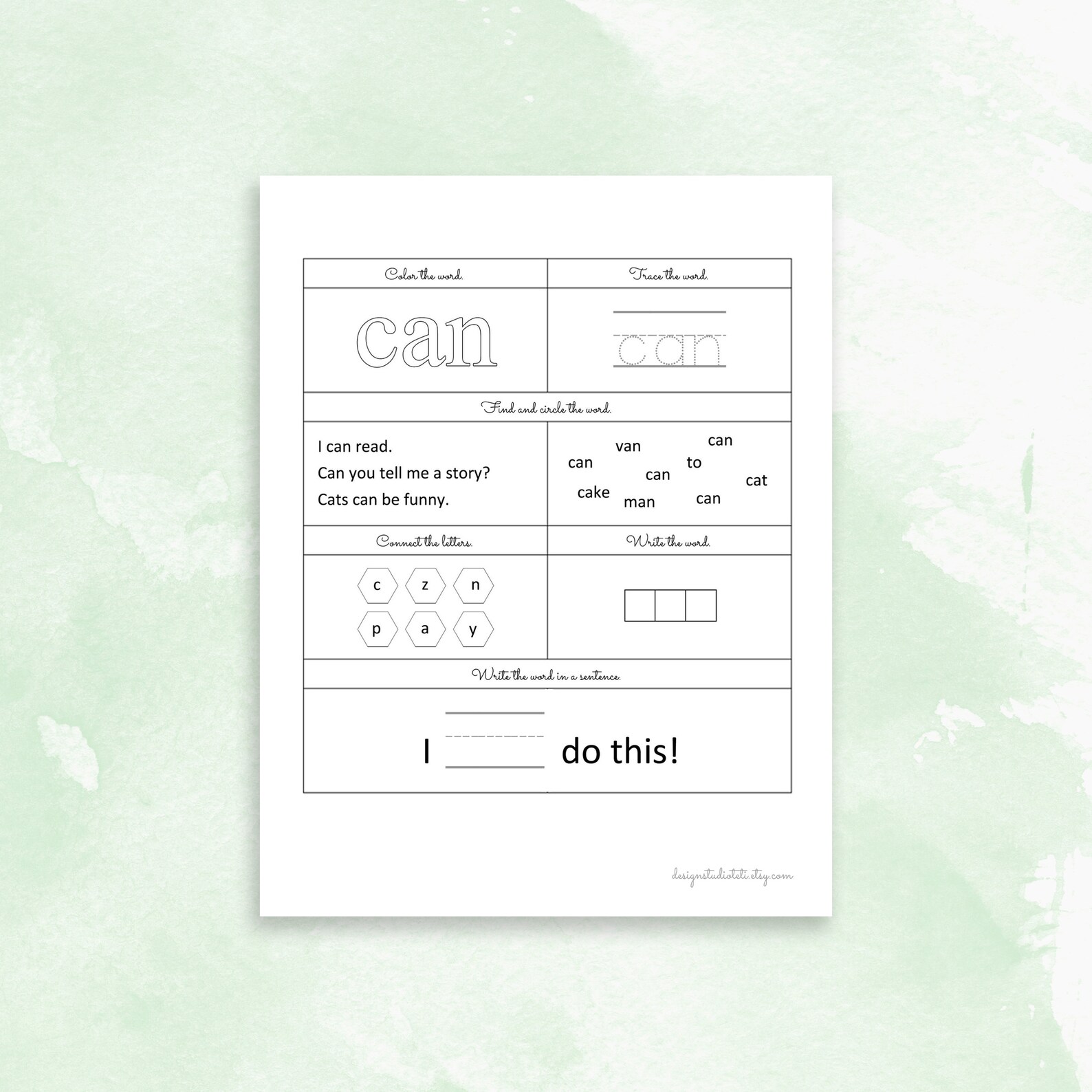 50 Printable Sight Word Worksheets for Preschool | Etsy