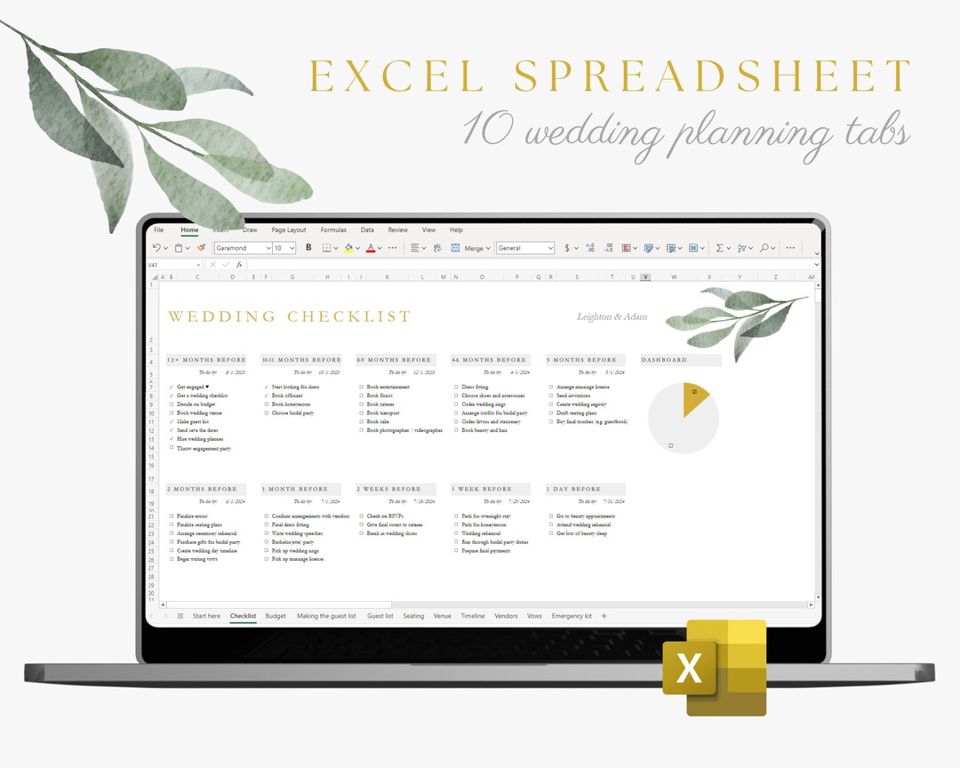 Wedding Planning Excel Spreadsheet | Eucalyptus - Etsy