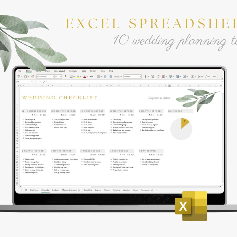 Excel Wedding Planner - Etsy